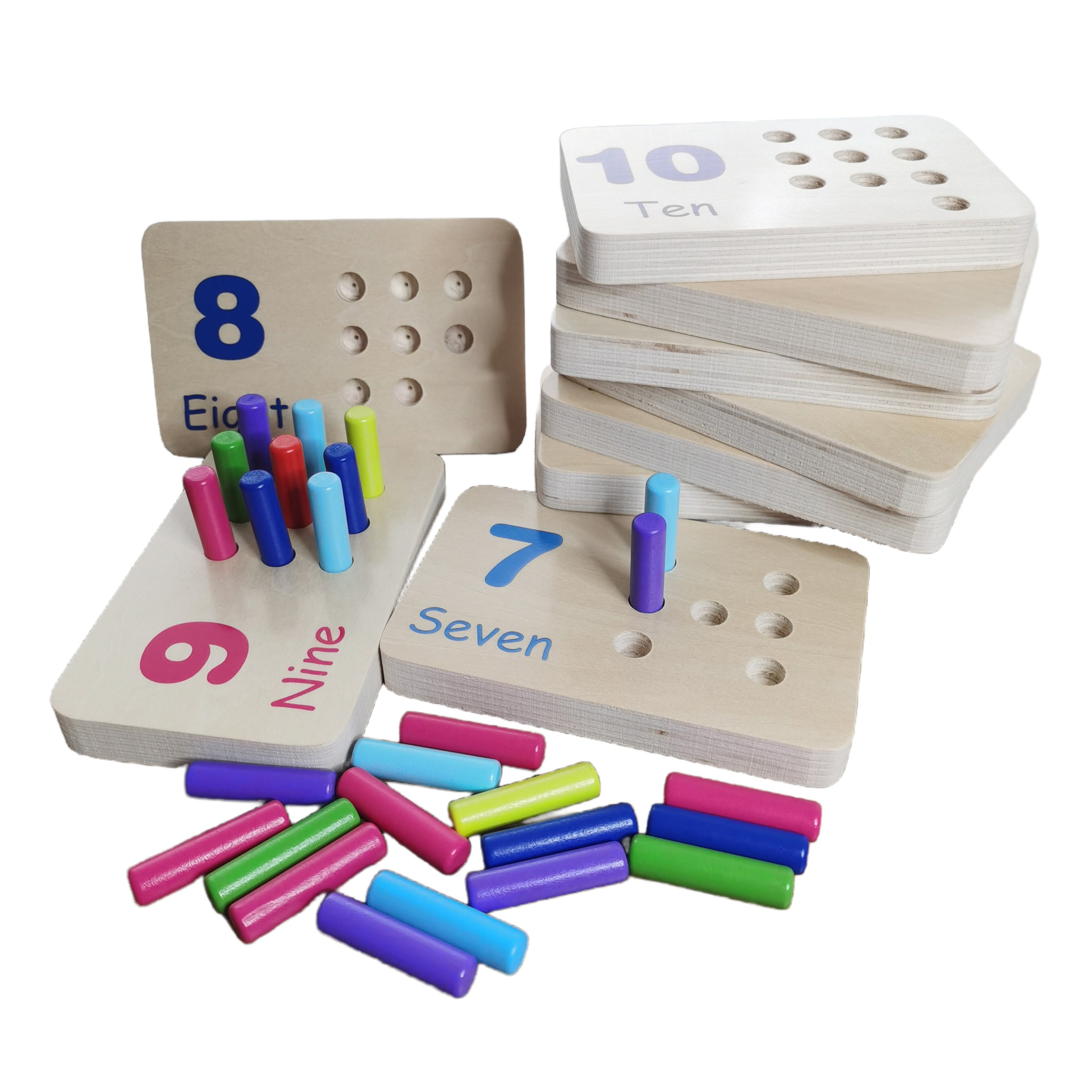 BEACENOV Montessori Wooden Educational Toy Counting & Number Board ...