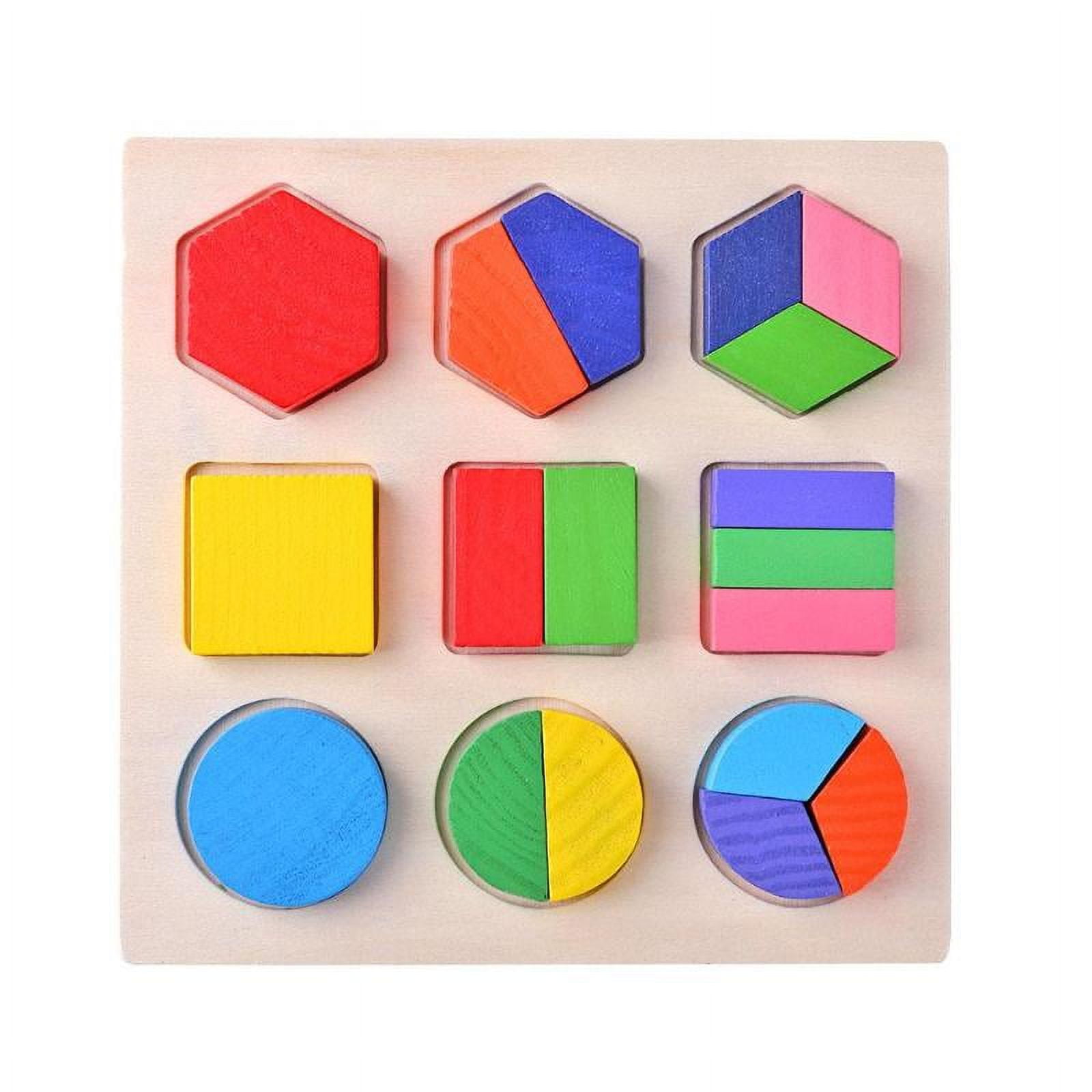 Montessori Wooden Geometric Shape Puzzle, Mathematical Brick ...