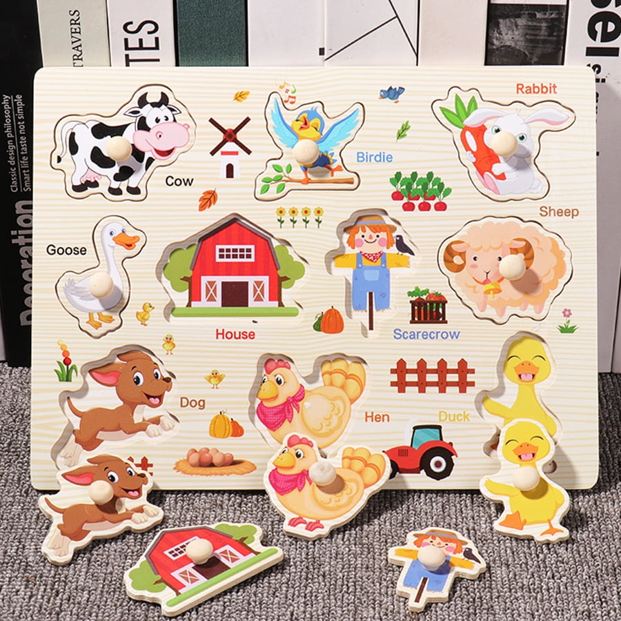 Montessori Wooden Hand Grab Boards Tangram Jigsaw Baby Educational ...