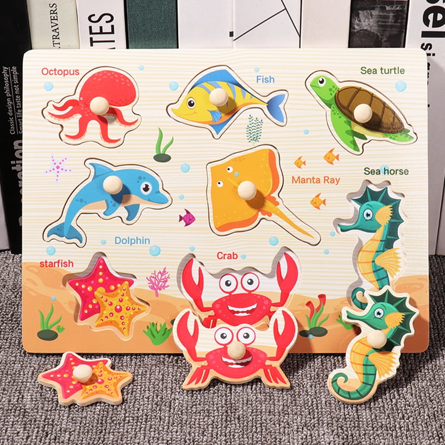 Montessori Wooden Hand Grab Boards Tangram Jigsaw Baby Educational ...