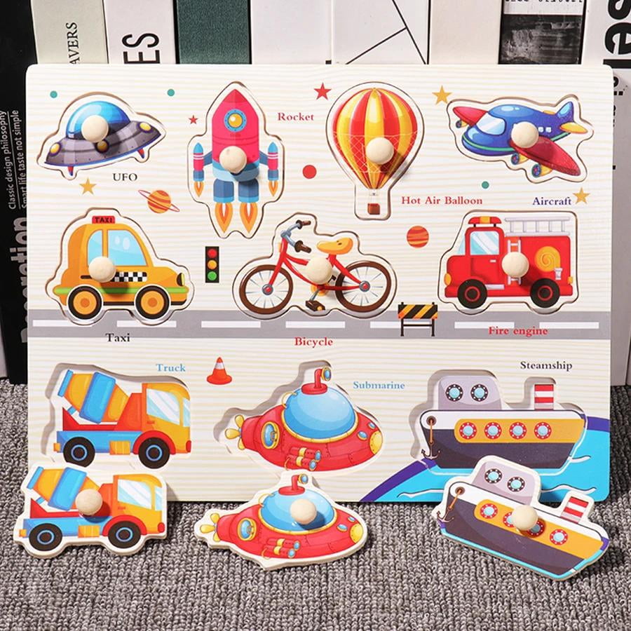 Montessori Wooden Hand Grab Boards Tangram Jigsaw Baby Educational ...