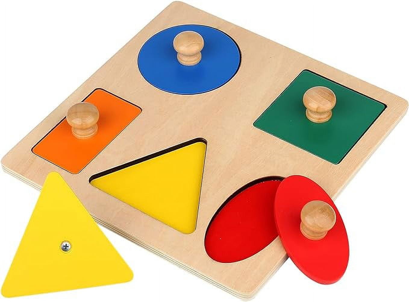 Montessori Wooden Puzzle Board Knob Wooden Puzzle Geometric Shape ...