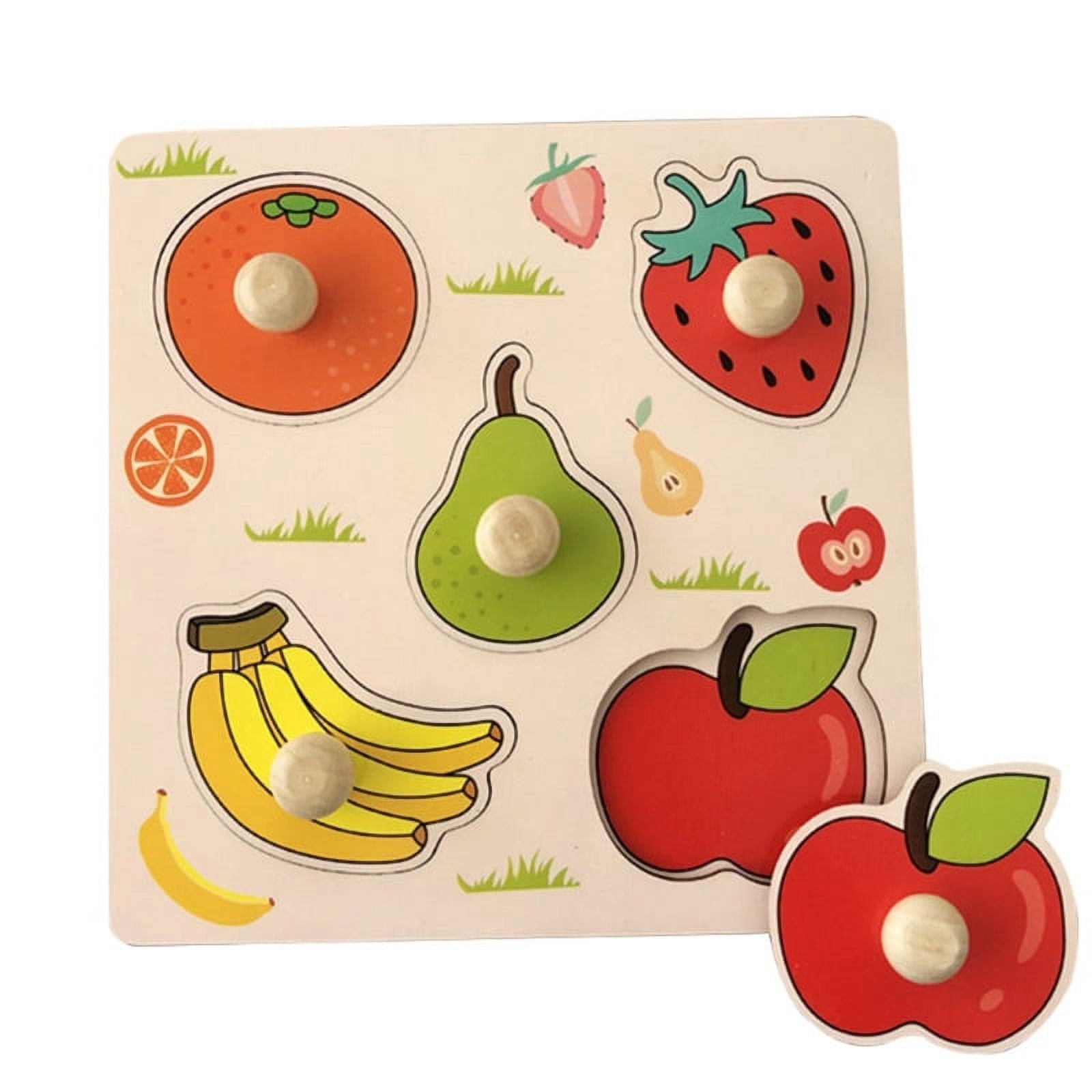 Montessori Wooden Puzzles Baby Educational Toys Hand Grab Boards ...