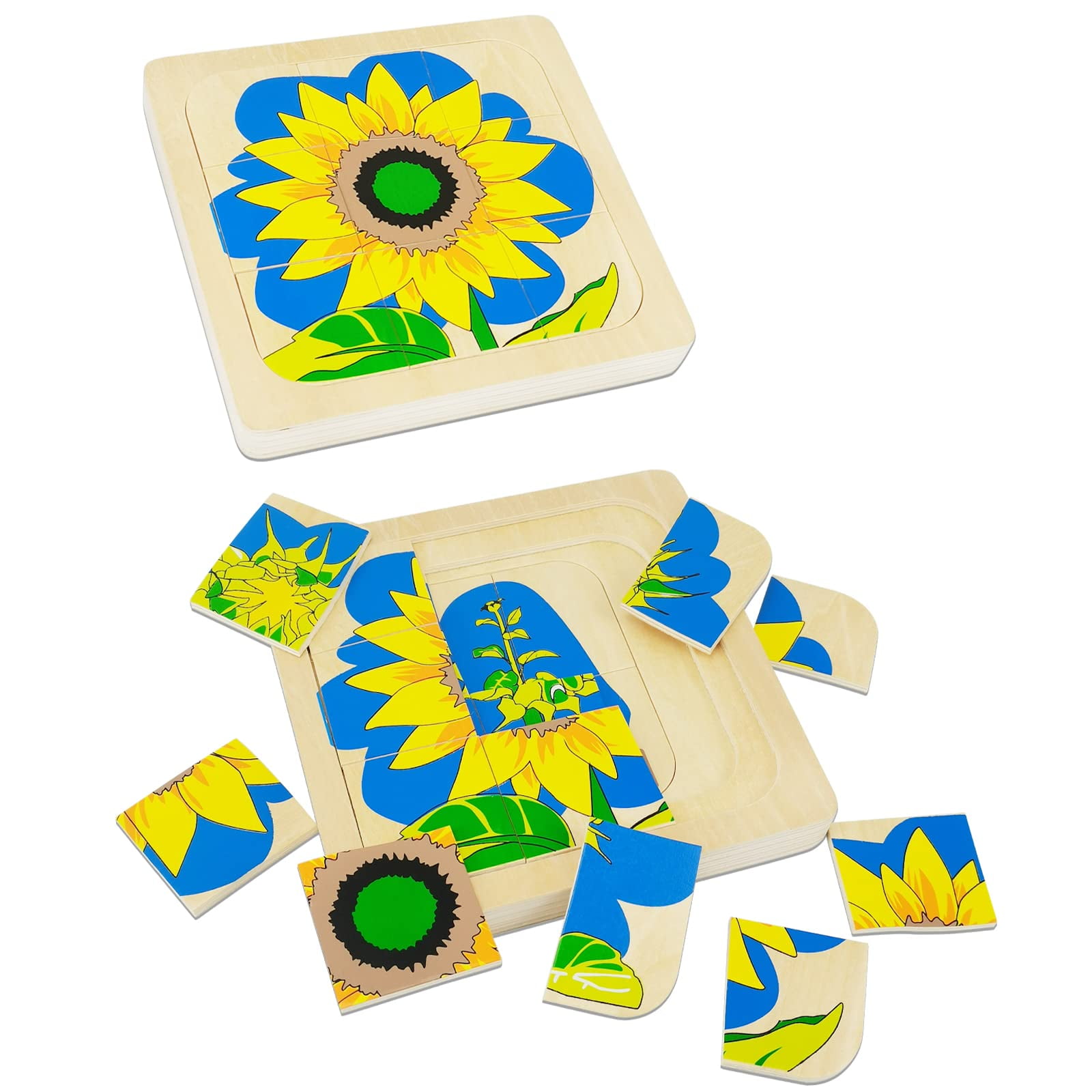 Montessori Wooden Puzzles for IFF17 Kids Ages 4-8, Cycle Of Sunflower ...