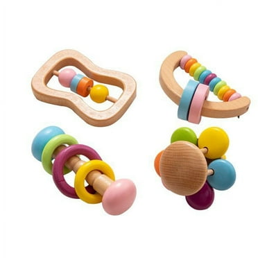 Baby Wooden Rattles Toy, Infant Early Education Hand Grasping ...