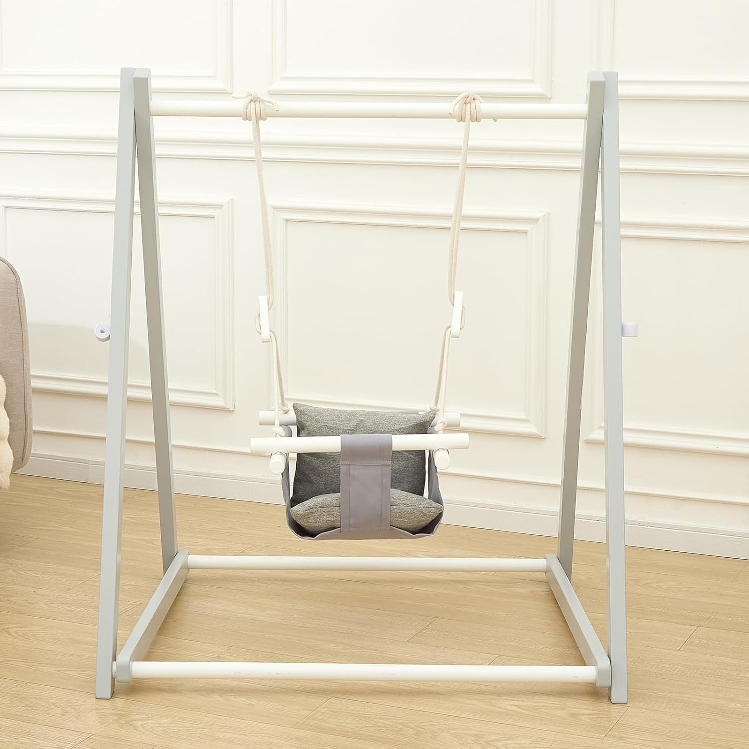 Montessori Wooden Swing Set for Toddlers 6-36 Months, Foldable Indoor ...