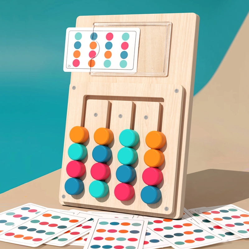 Montessori Wooden Toys Color Matching Kids Game Sliding Puzzle Board ...