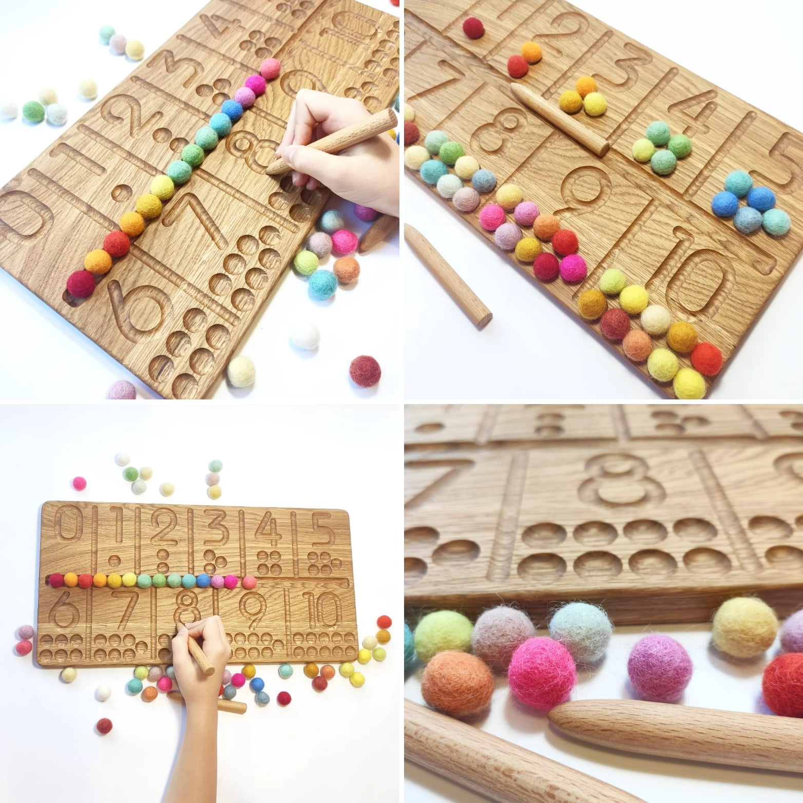 Montessori number tracing board for learning numbers 1-10, homeschool ...