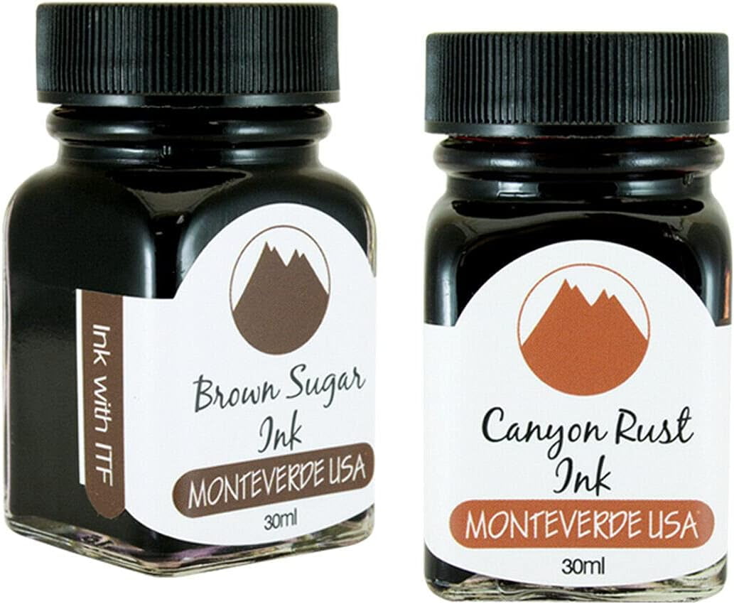 Monteverde 60ml Core Fountain Pen Ink Bottle (30ml Brown Sugar Ink Bottle G309BS, 30ml Canyon ...