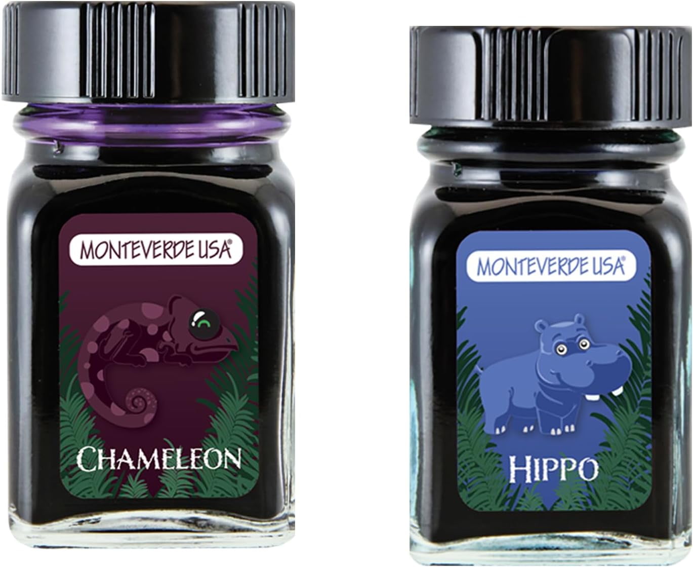Monteverde 60ml Ink, Chameleon (Burgundy), Hippo (Dark Blue) Jungle Ink ...