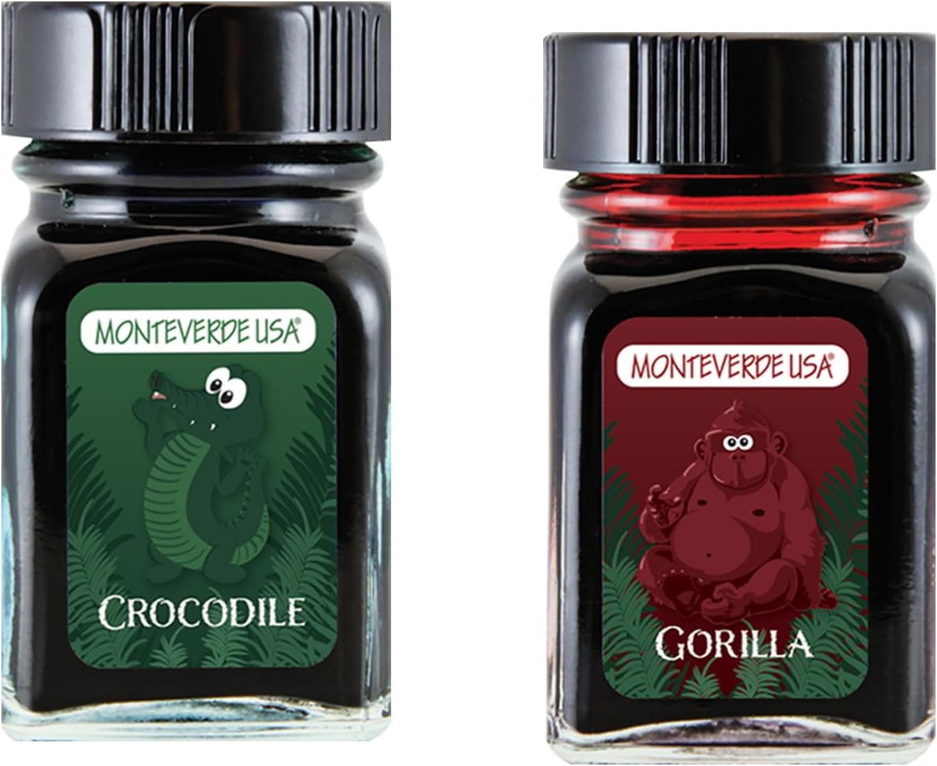 Monteverde 60ml Ink, Crocodile (Green), Gorilla (Red) Jungle Ink ...