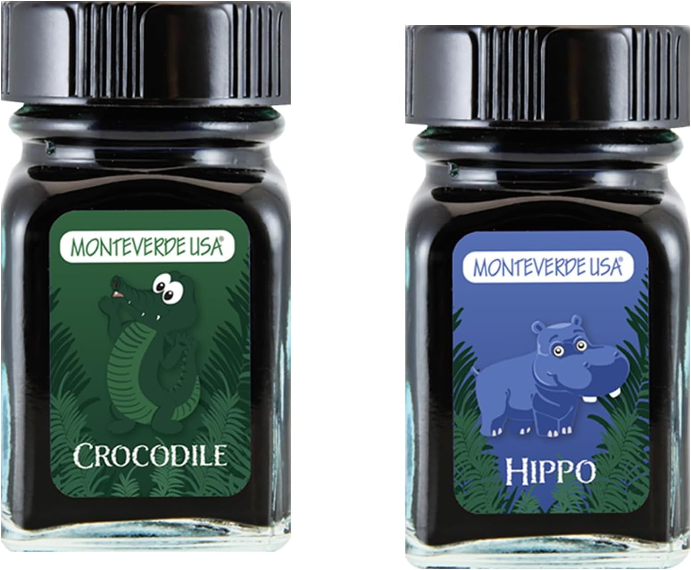 Monteverde 60ml Ink, Crocodile (Green), Hippo (Dark Blue) Jungle Ink ...