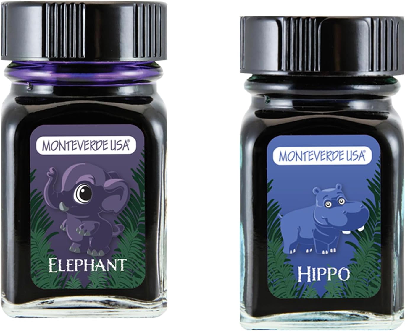 Monteverde 60ml Ink, Elephant (Purple), Hippo (Dark Blue) Jungle Ink ...