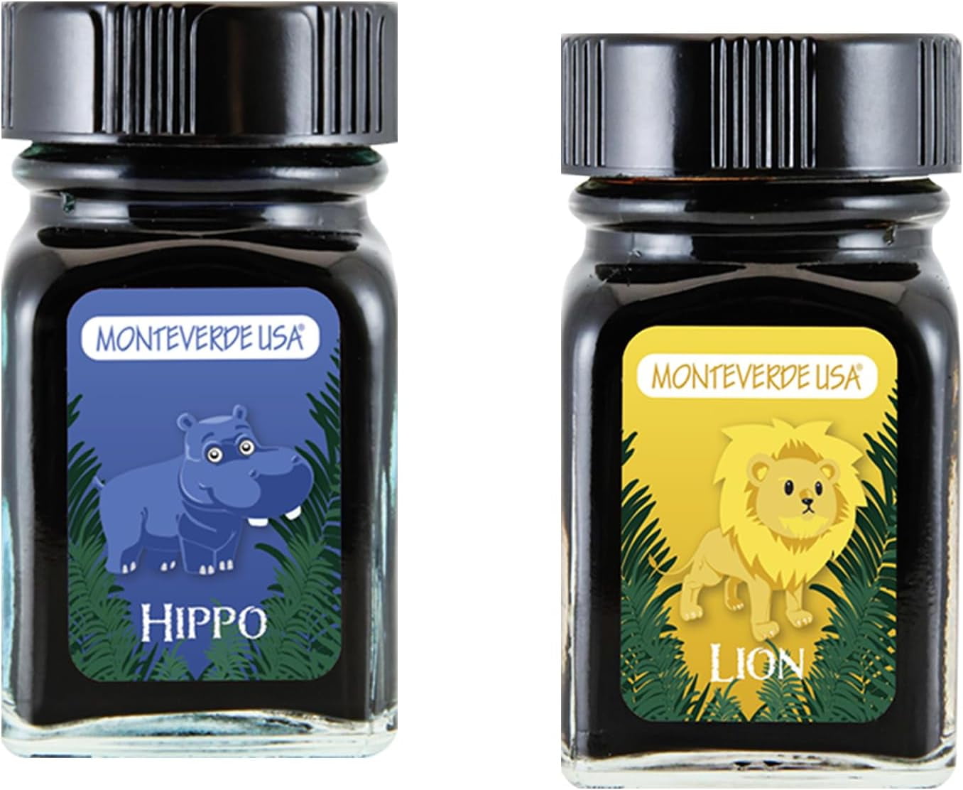 Monteverde 60ml Ink, Hippo (Dark Blue), Lion (Yellow) Jungle Ink ...