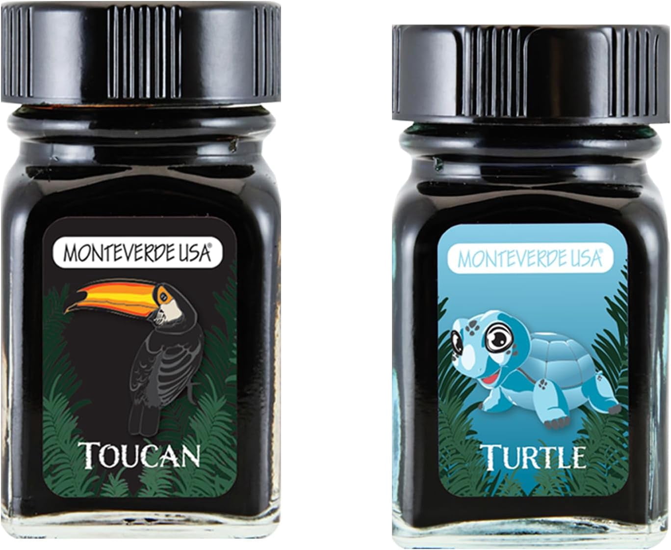 Monteverde 60ml Ink, Toucan (Black), Turtle (Turquoise) Jungle Ink (G309TC, G309TU) Fountain Pen ...