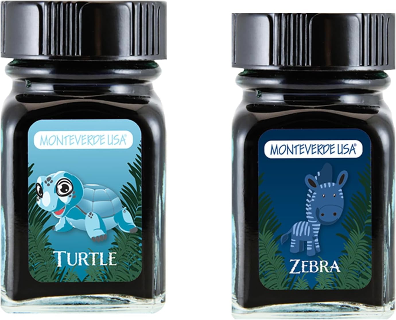 Monteverde 60ml Ink, Turtle (Turquoise), Zebra (Blue) Jungle Ink ...
