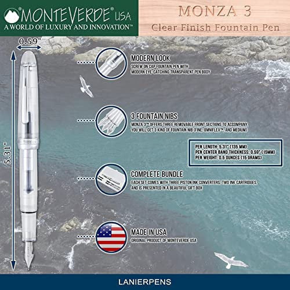 Monteverde Monza 3 Set Crystal Clear Fountain Pen - Blue - Walmart.com