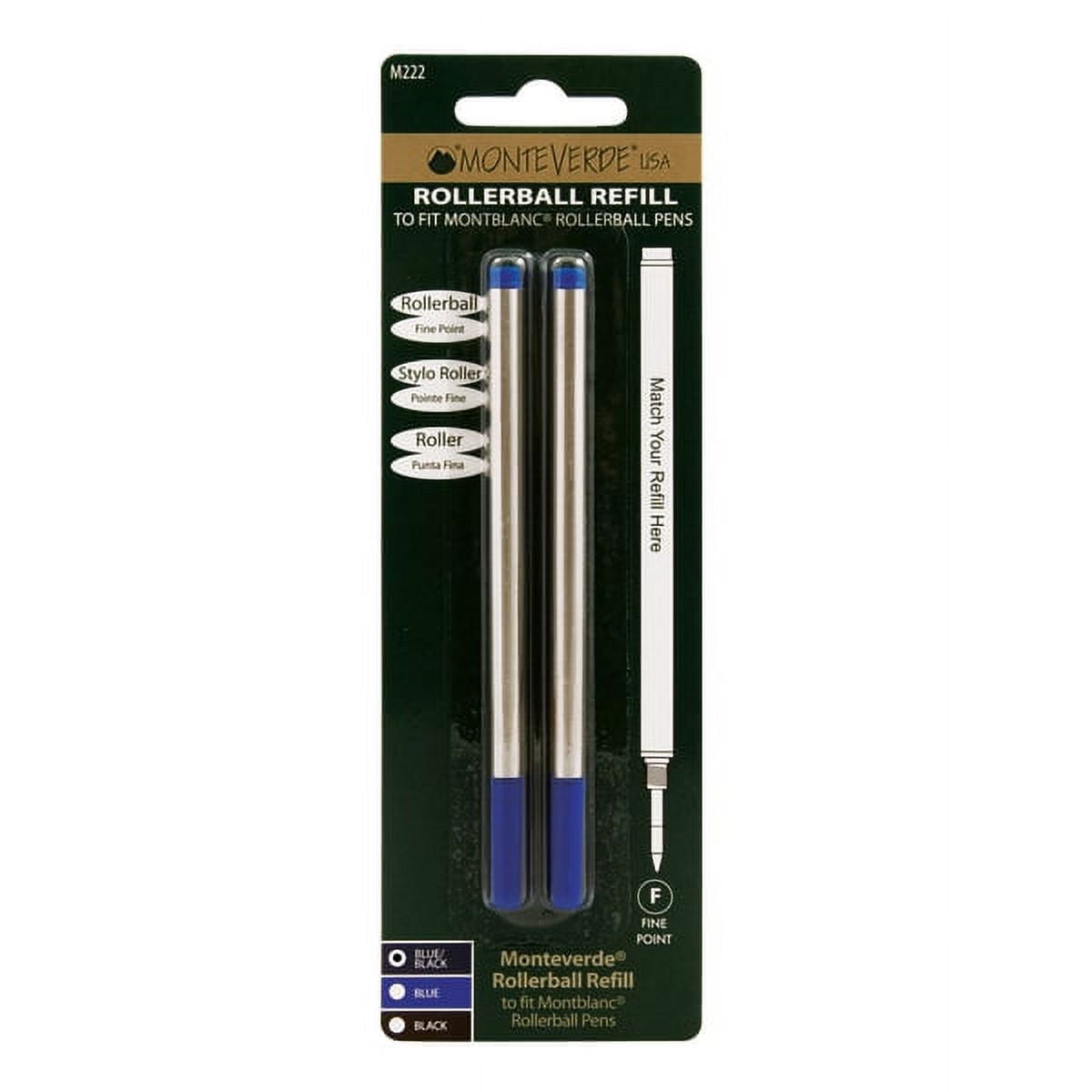 Monteverde Rollerball Refills, Fine Point 0.5 mm, Blue Black, Pack of 2 ...