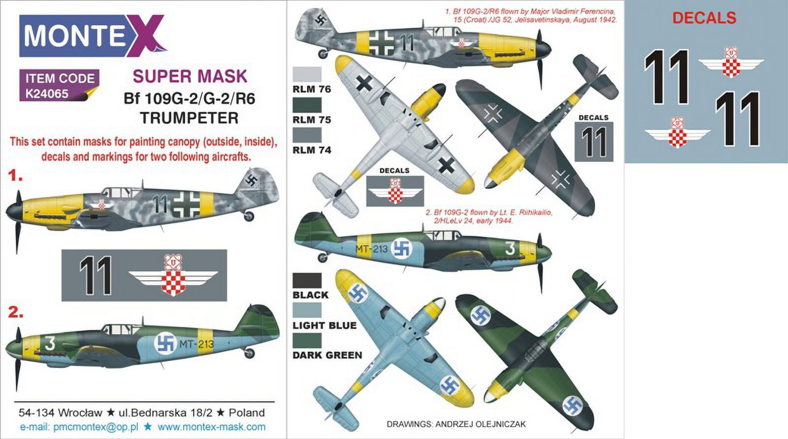 Montex Super Mask 1:24 Bf-109 G-2 for Trumpeter Spraying Stencil # ...