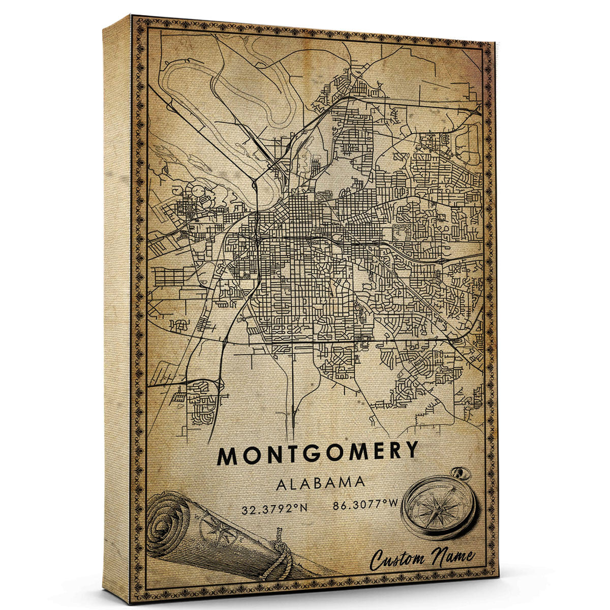 Montgomery Alabama Map Poster, Alabama Map Art Poster, Canvas ...