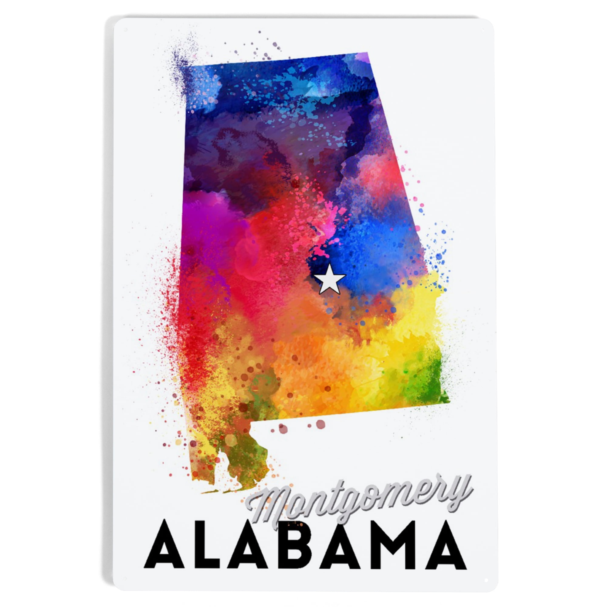 Montgomery, Alabama, State Abstract Watercolor (12x18 Aluminum Art ...