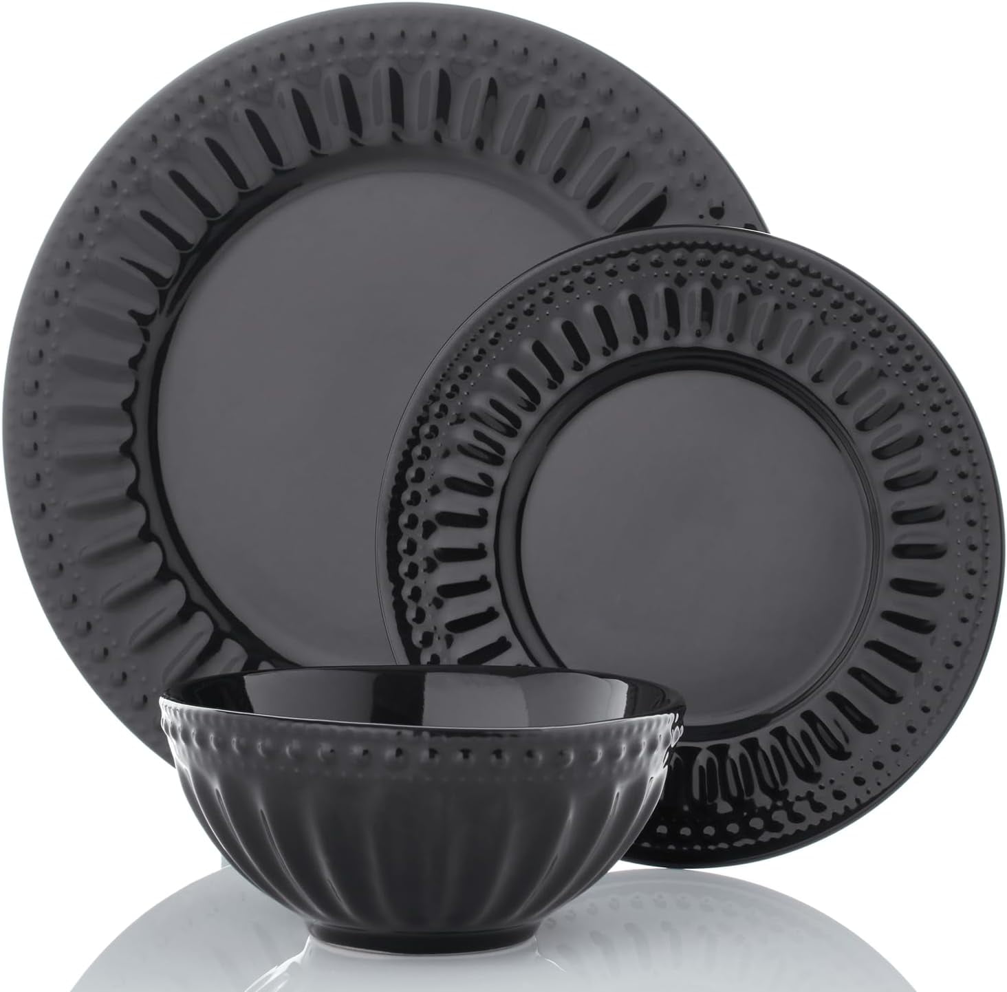 Montgomery Ward 12-Piece Embossed Round Dinnerware Set - Dinner Plates ...