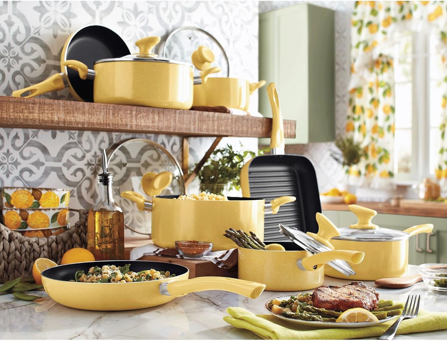 Montgomery Ward 13-Piece Speckled Granite Aluminum Cookware Set ...