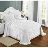 Montgomery Ward Emily Floral Chenille Bedspread, Soft Cotton Comforter Set, Queen Size Quilt ...