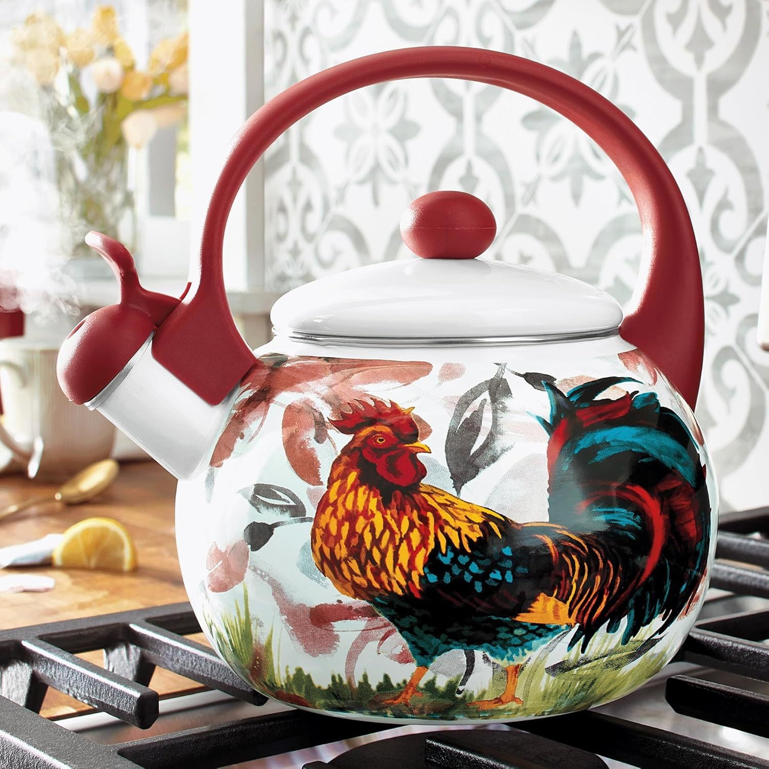 Montgomery Ward Red Rooster Whistling Tea Kettle - 1.7-qt. Capacity ...