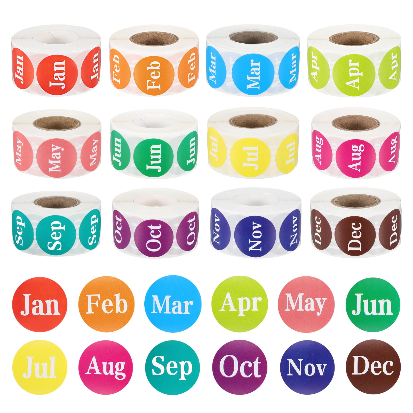 Month Labels Stickers 1 Inch, 12 Roll 12 Months of the Year Round ...