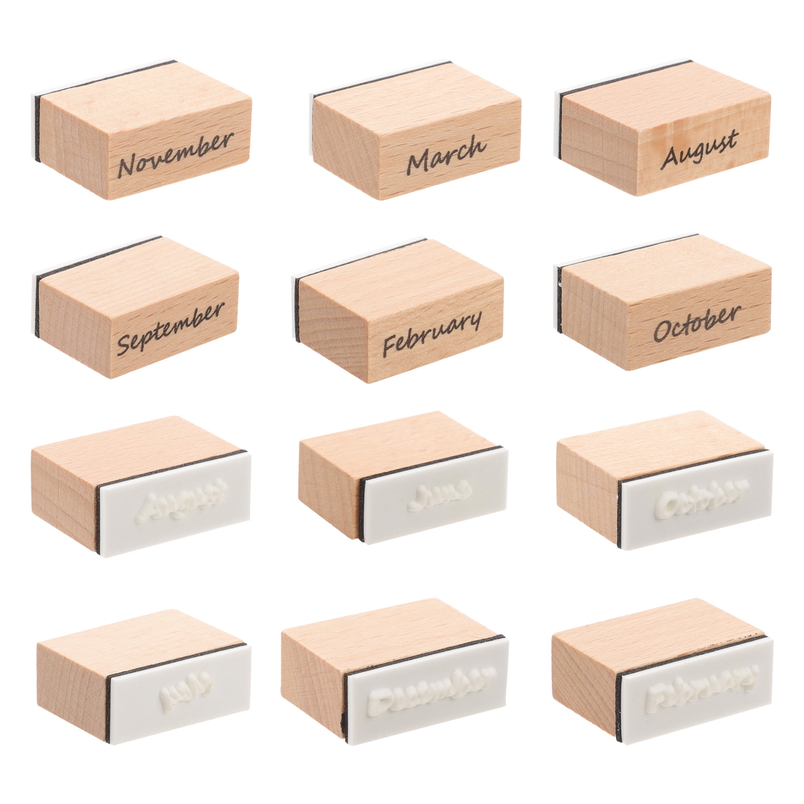 Month Stamp Wooden Date Alphabet Stamps Set Doorbell to Ink - Walmart.com