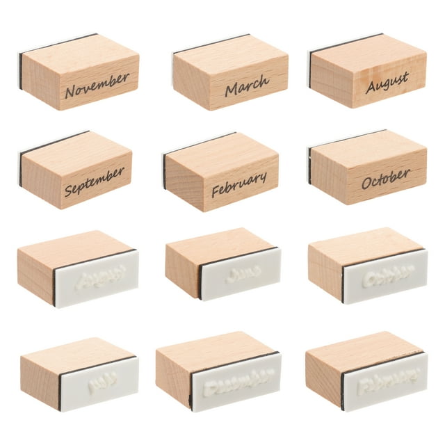 Month Stamp Wooden Date Alphabet Stamps Set Doorbell to Ink - Walmart.com