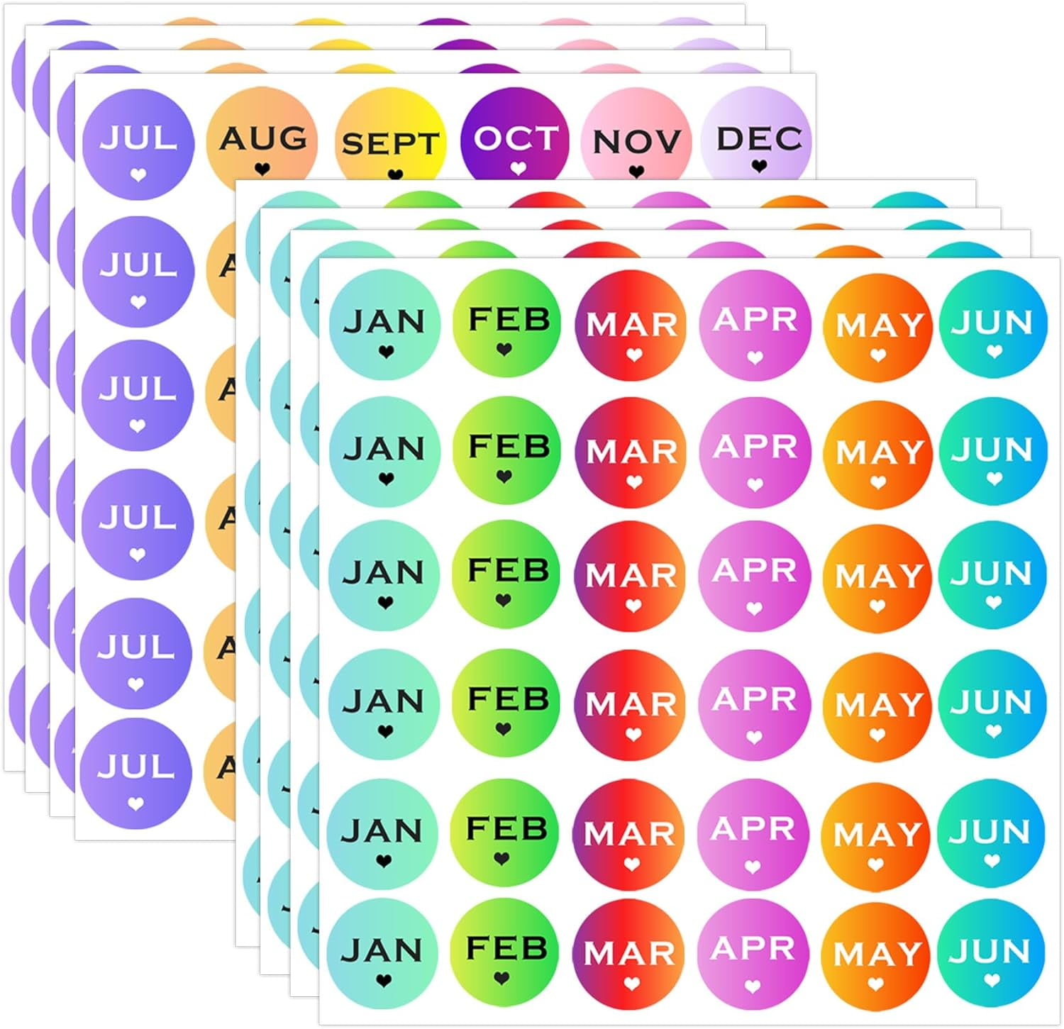 Month Stickers 1 Inch 12 Months of The Year Color Coding Labels ...