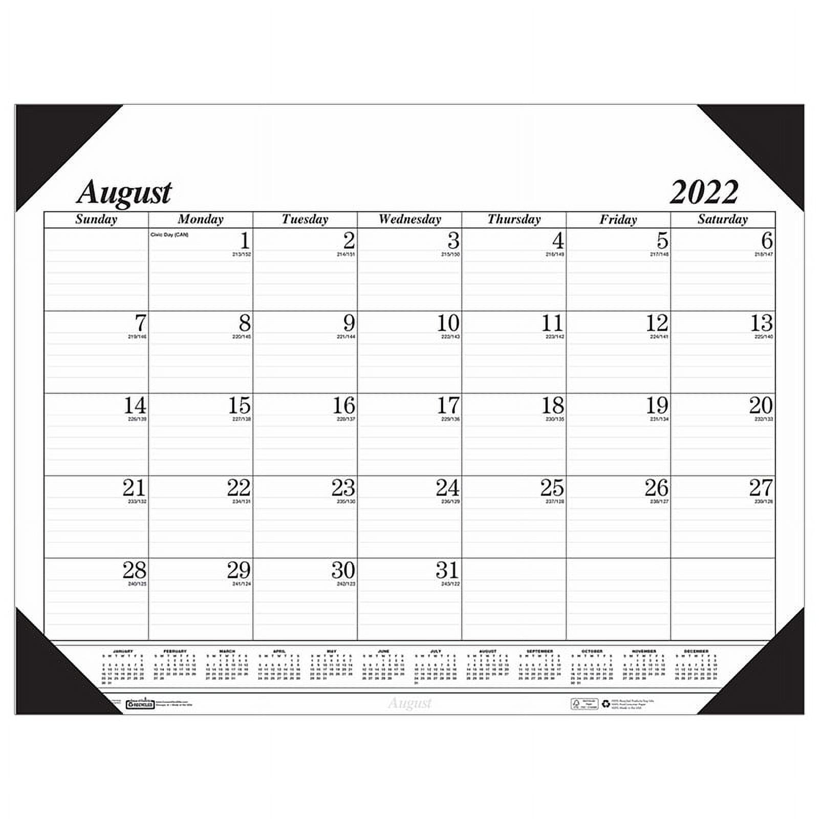 Monthly Academic Calendar Economy Desk Pad, 17 Months (Aug-Dec), 22" x ...