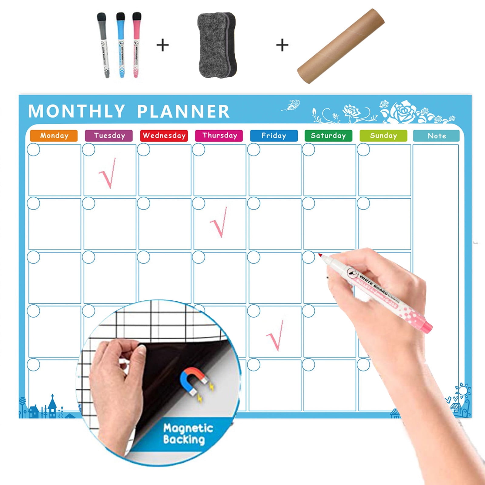 Monthly And Weekly Schedule Refrigerator Calendar Sticker Set 15ml Home ...