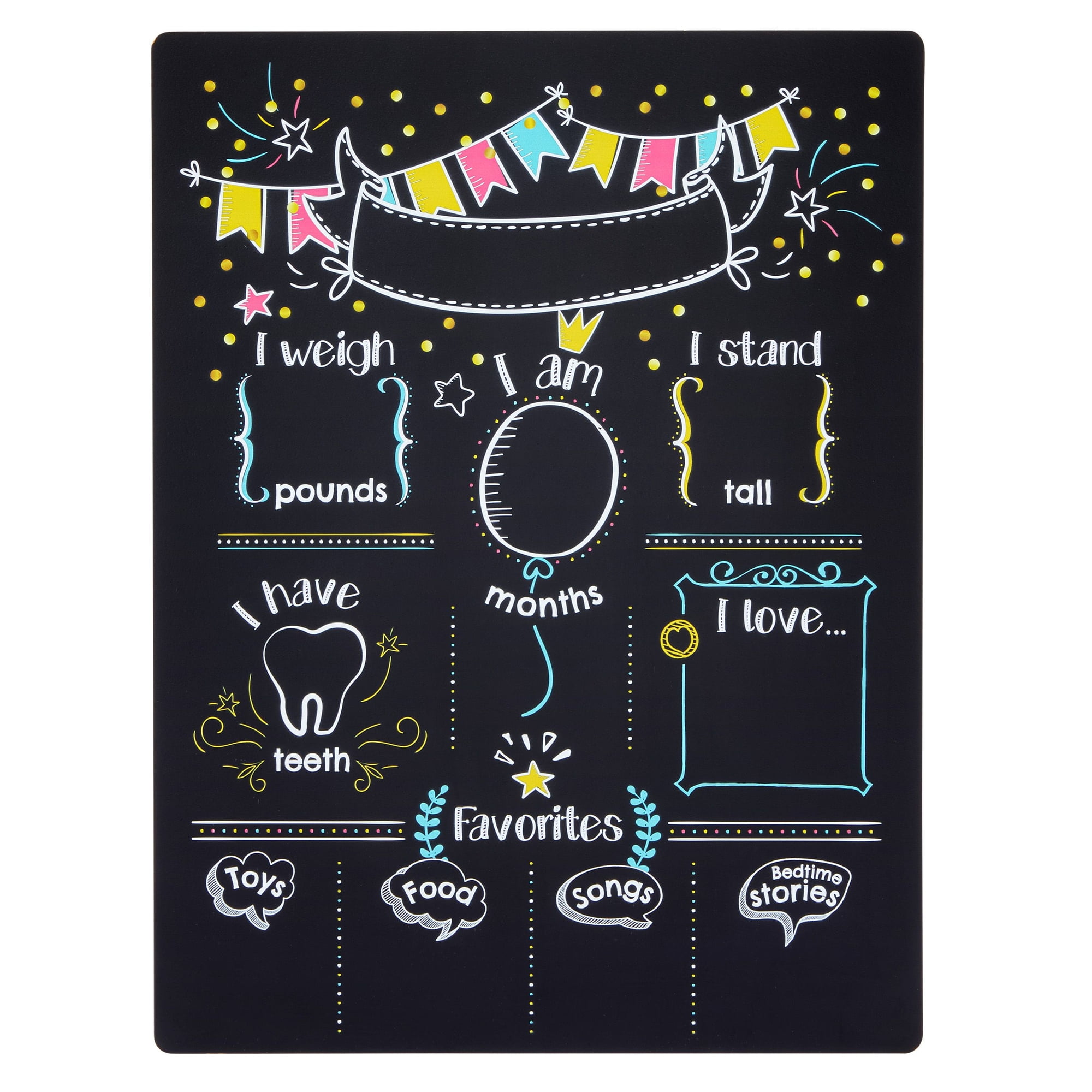Monthly Milestone Chalkboard, First Year Age Tracking Growth Sign (11.6 ...