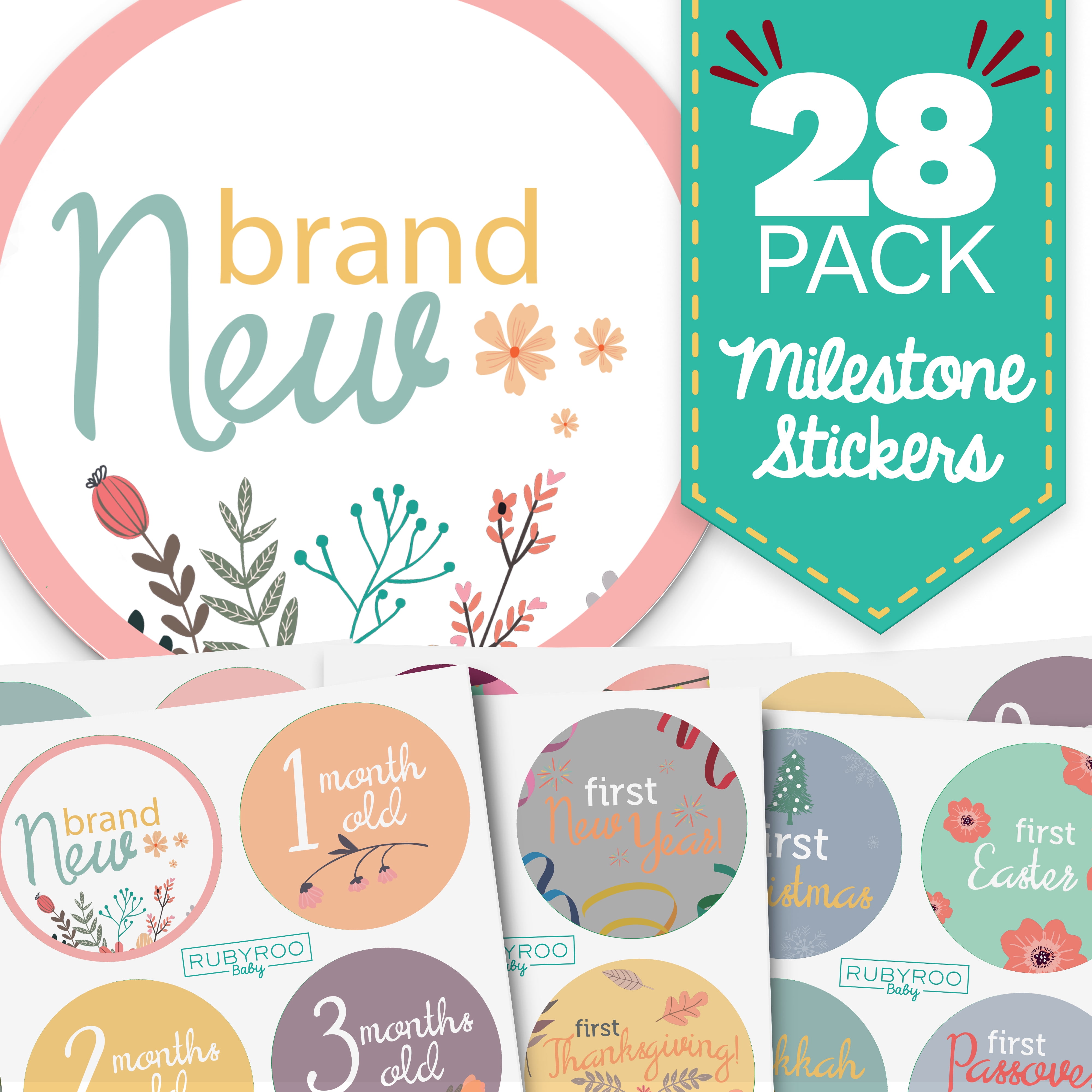 Monthly Baby Milestone Stickers - Baby Shower, Newborn & 1st Birthday ...