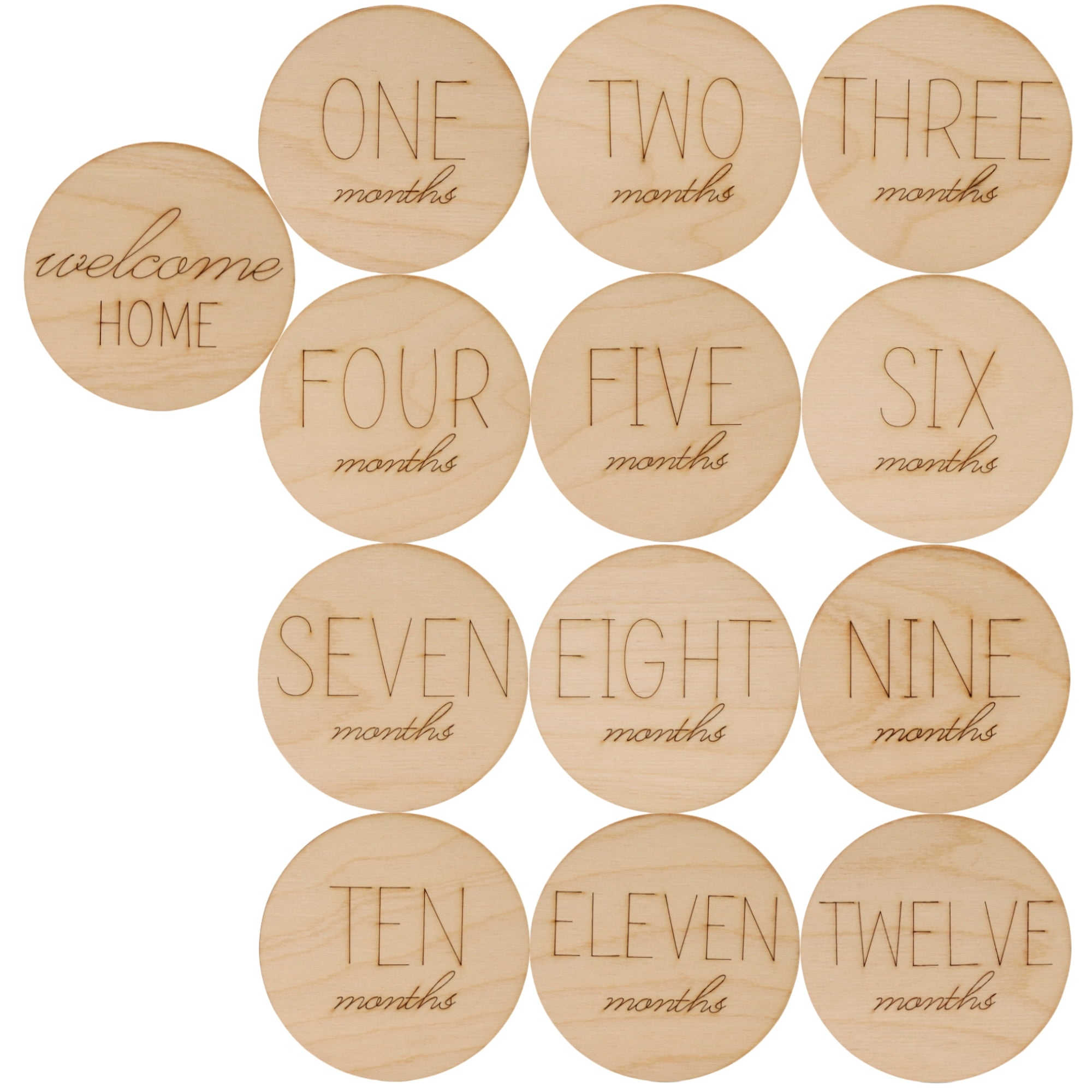 Monthly Baby Milestone Wooden Circles, Pack of 1 Sets of 13 Baby ...