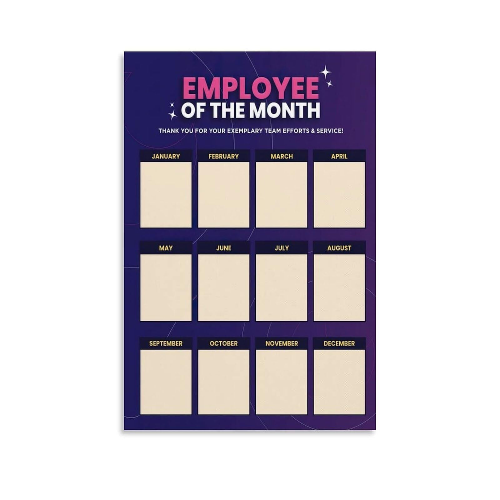 Monthly Best Employee Poster - Office Incentive Decoration Poster (5 ...