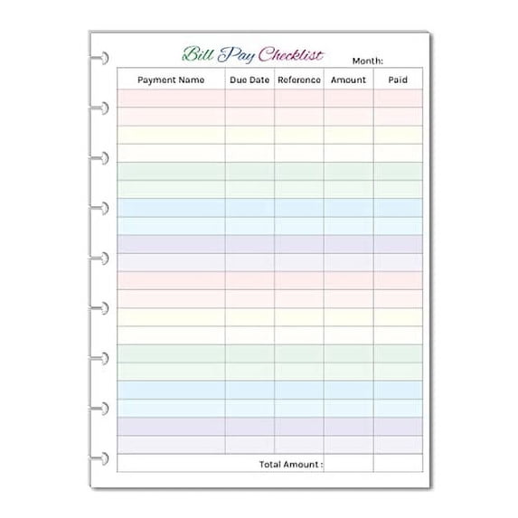 Monthly Bill Pay Checklist Inserts, Budget Planner for 9 Disc Happy ...