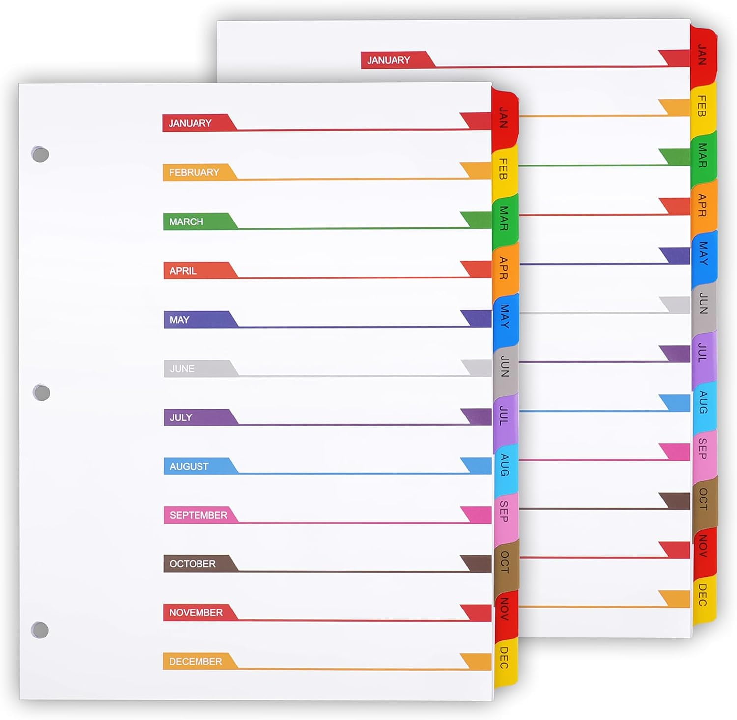 Monthly Binder Dividers for 3 Ring Binder, Jan-Dec 12 Tabs Multicolor ...