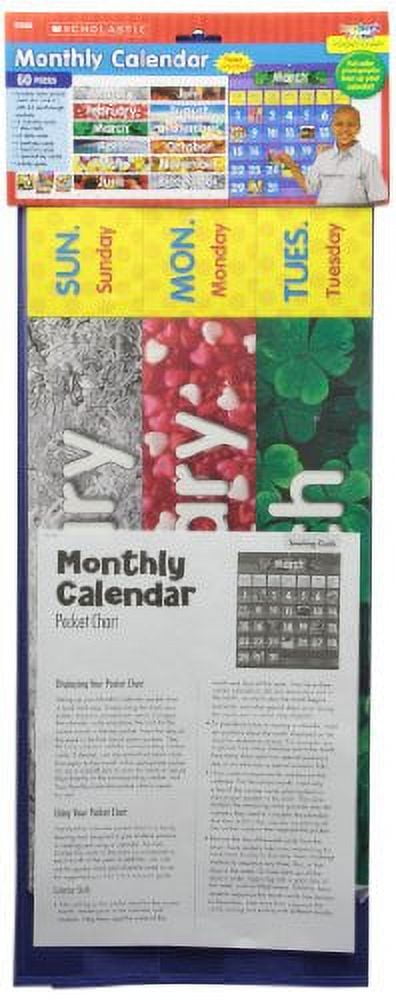 Monthly Calendar Pocket Chart, 25 1/2 X 10 X 0.13, Blue/clear - Walmart.com