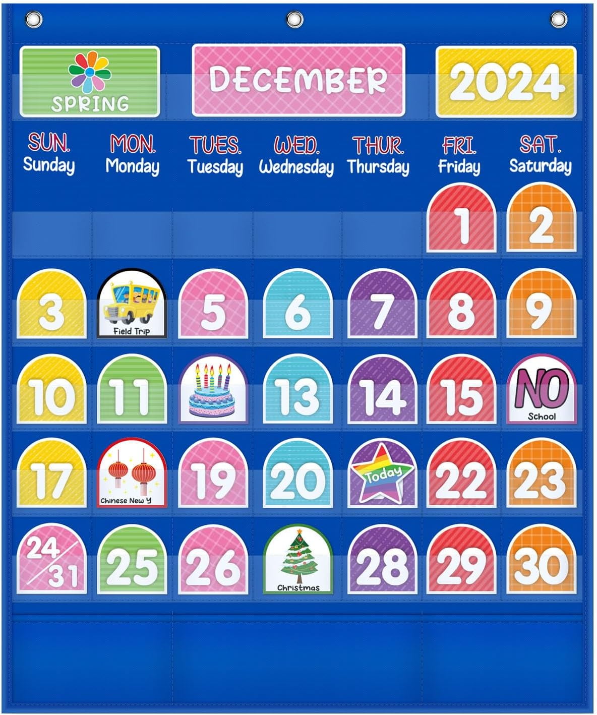 Monthly Calendar Pocket Chart with 92 Activity Cards for Kids,Simplified Calendar Pocket Chart ...