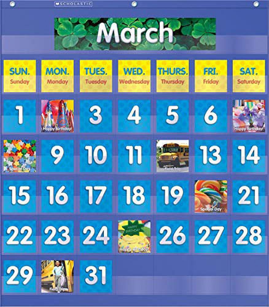 Monthly Calendar Pocket Chart, Blue - Walmart.com