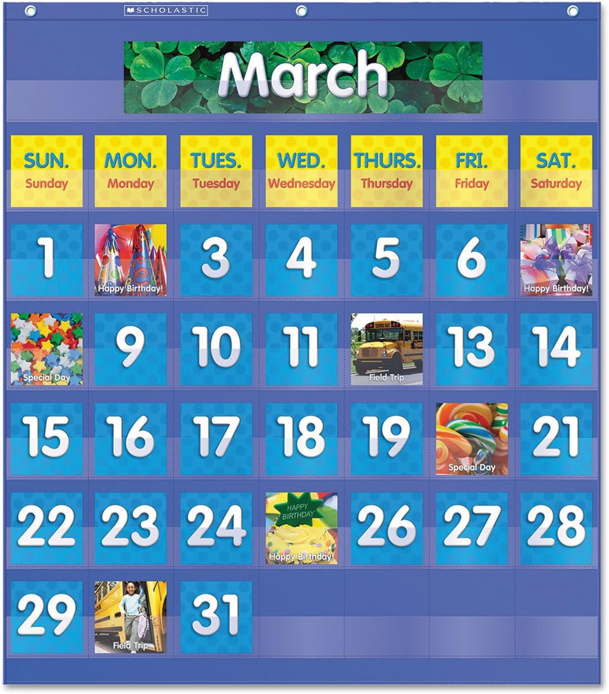 Monthly Calendar Pocket Chart, Blue - Walmart.com