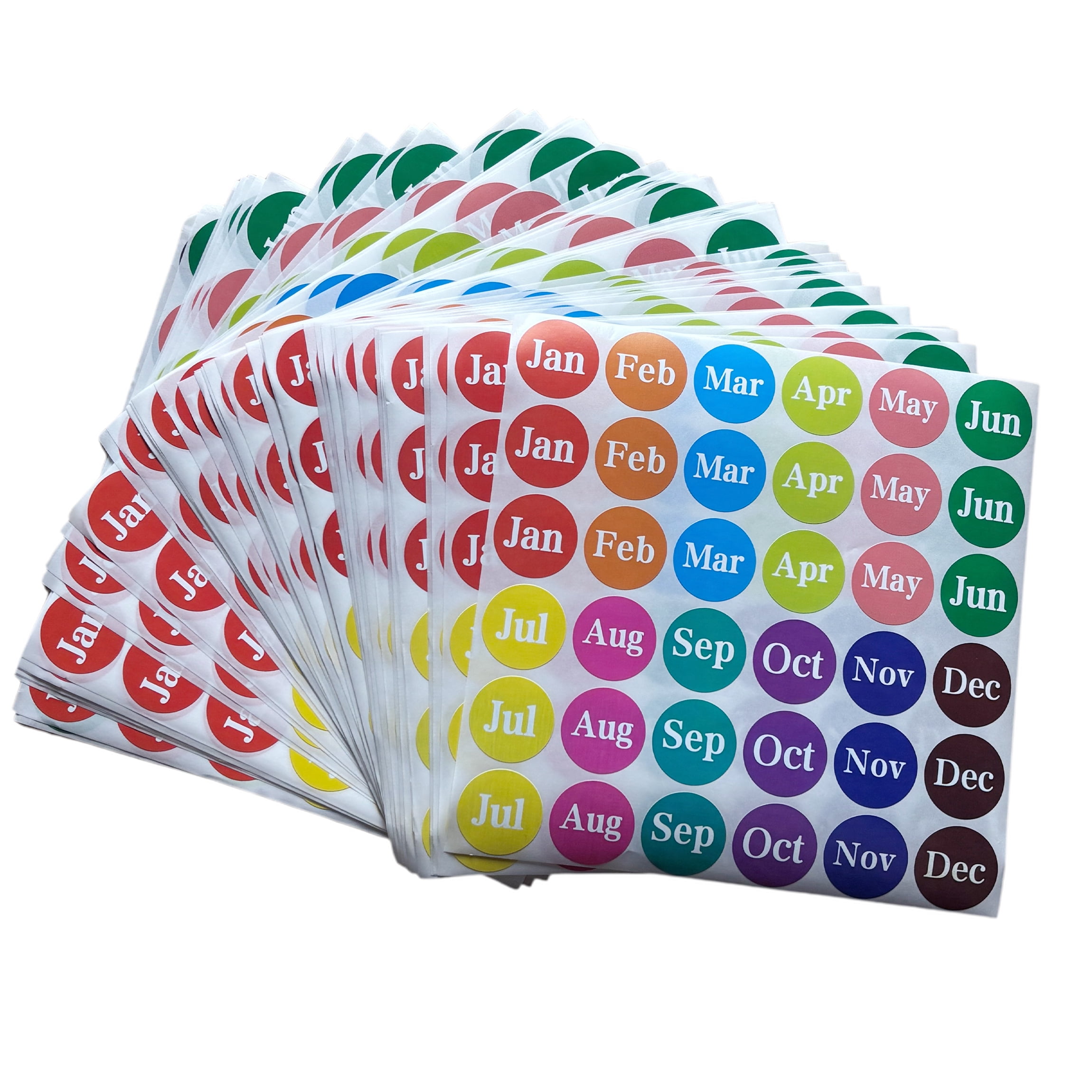 Monthly Color Coding Labels, 1800 Round Stickers, 12 Months of the Year ...