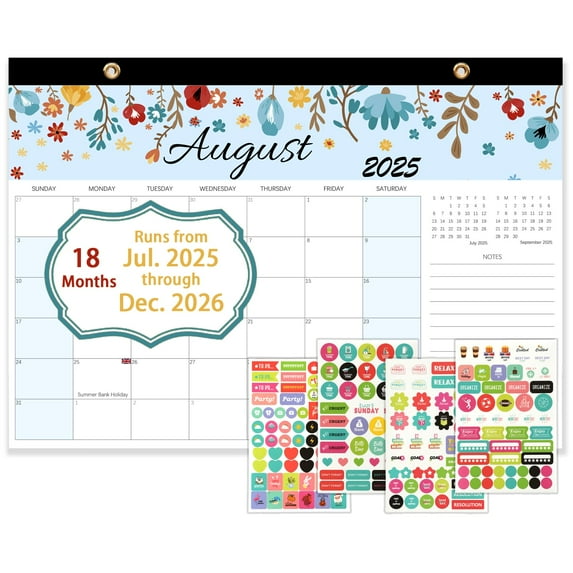 Monthly Desk Calendar 2025-2026 from July to December, Large 17 x 12 ...