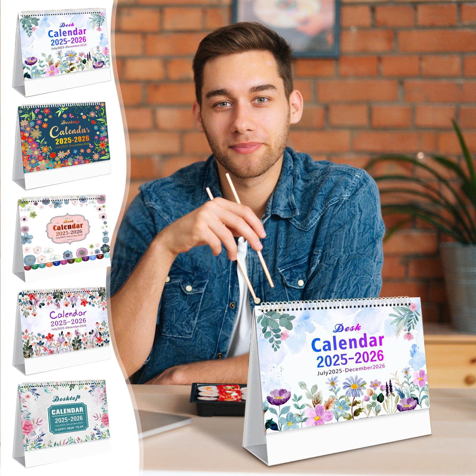 Monthly Desk Calendar 2025.7-2026.12 | Elegant Modern English Office ...