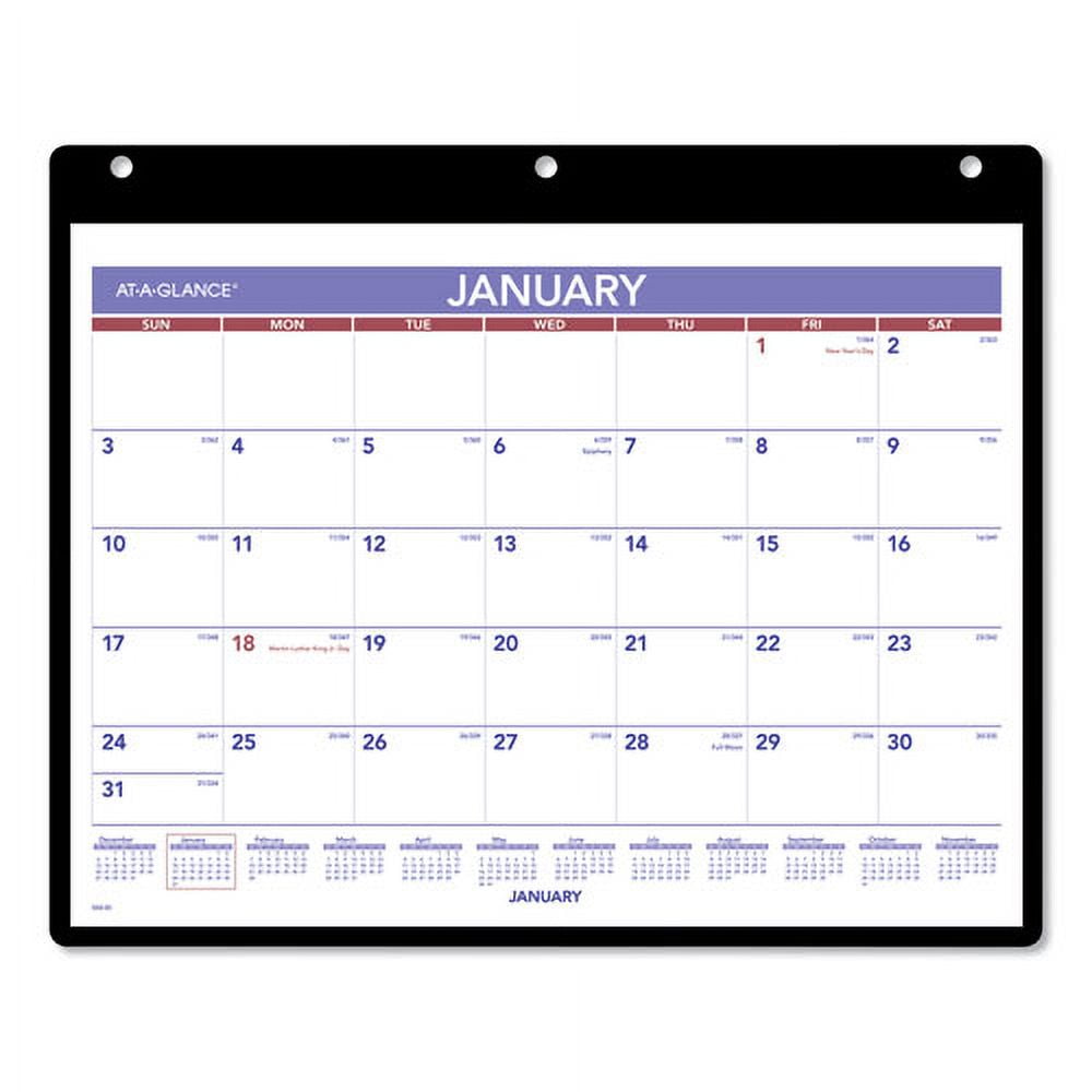 Monthly Desk/Wall Calendar with Plastic Backboard and Bonus Pages, 11 x ...