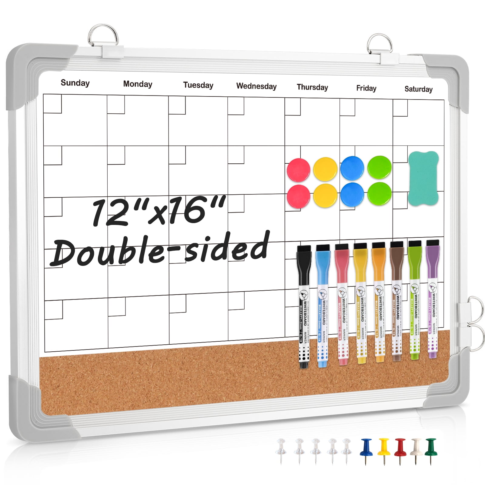 Monthly Dry Erase Calendar Whiteboard Calendar Cork Board Combo ...